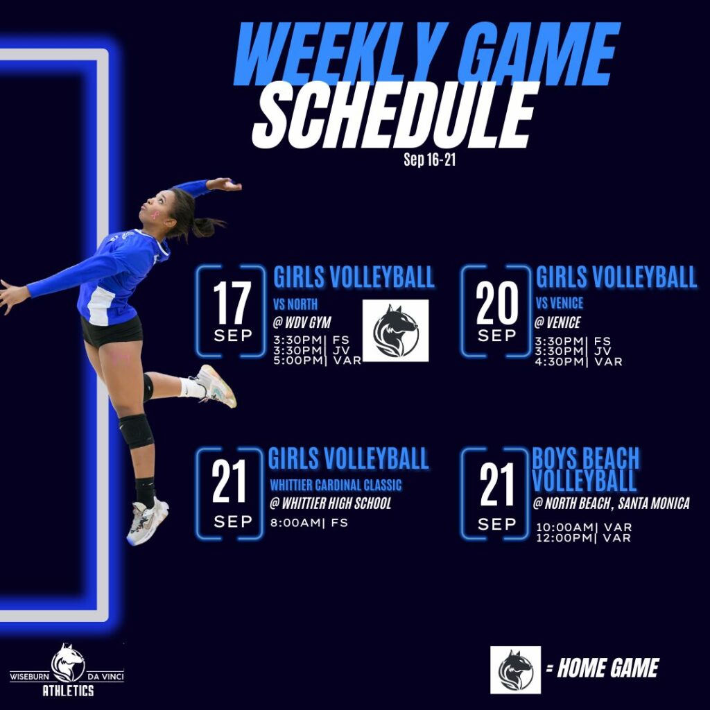 WDV Weekly Game Schedule and Important Reminders 9/16 - 9/21 - Wiseburn ...